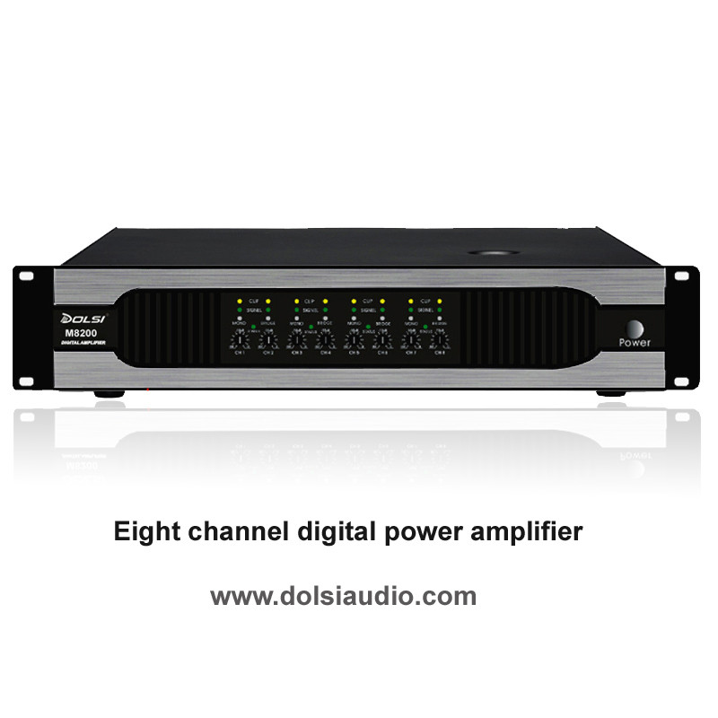 Eight channel digital pro audio power amplifier